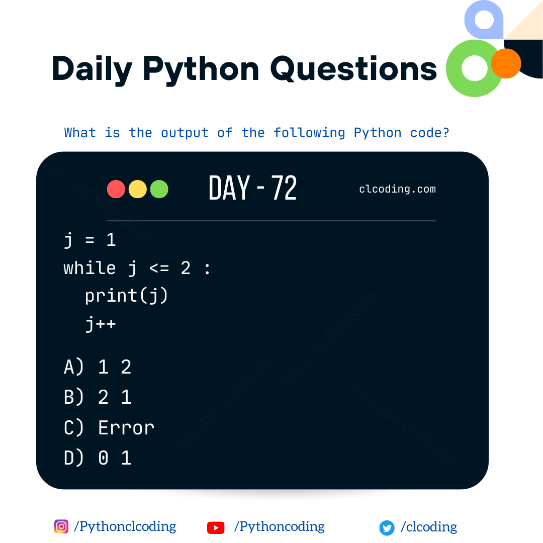Python Coding Challenge Day 72 What Is The Output Of The Following Python Code ~ Computer